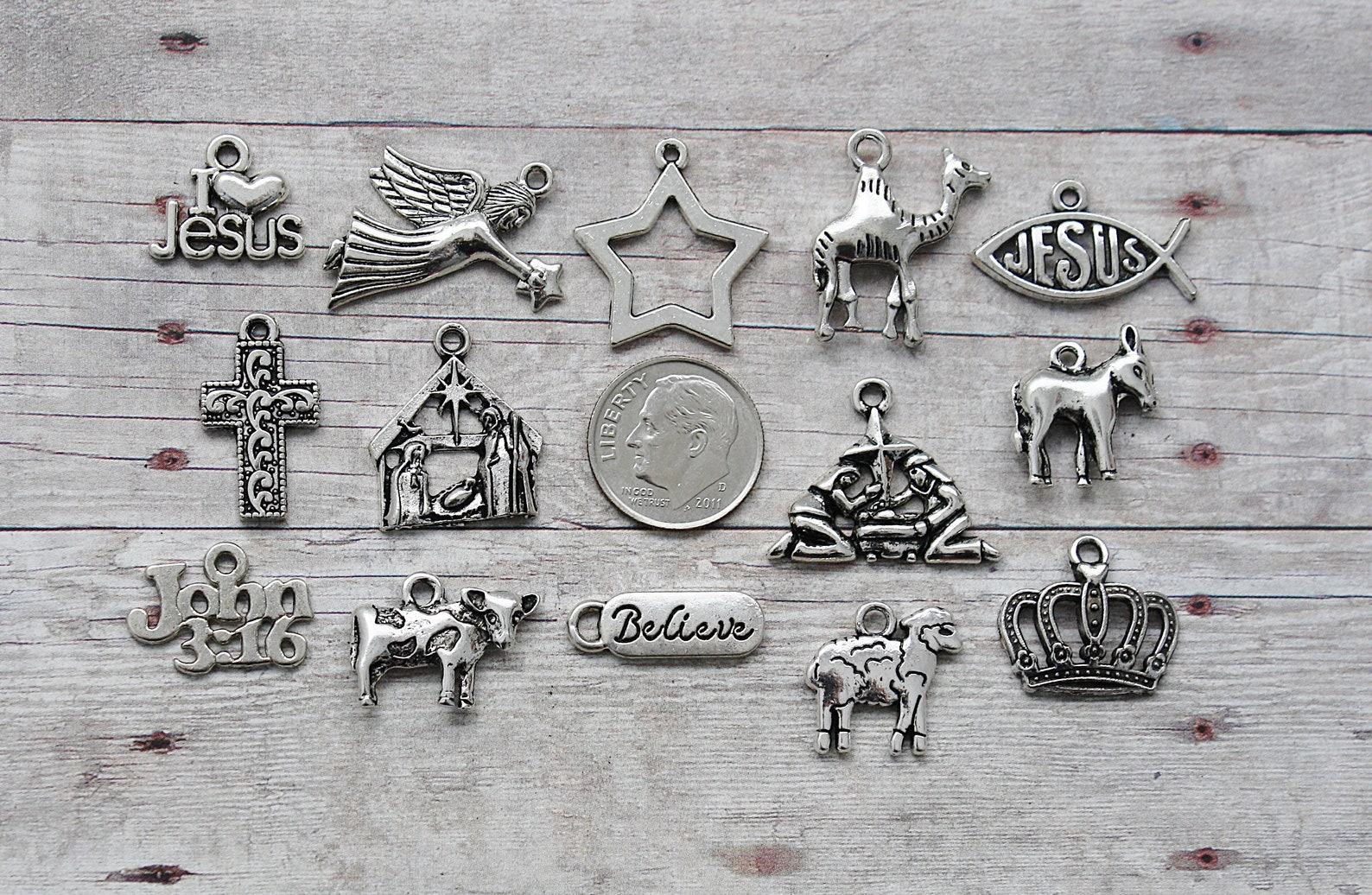14pc or 5pc Nativity / Christmas Charm Set Lot Collection /jewelry ...