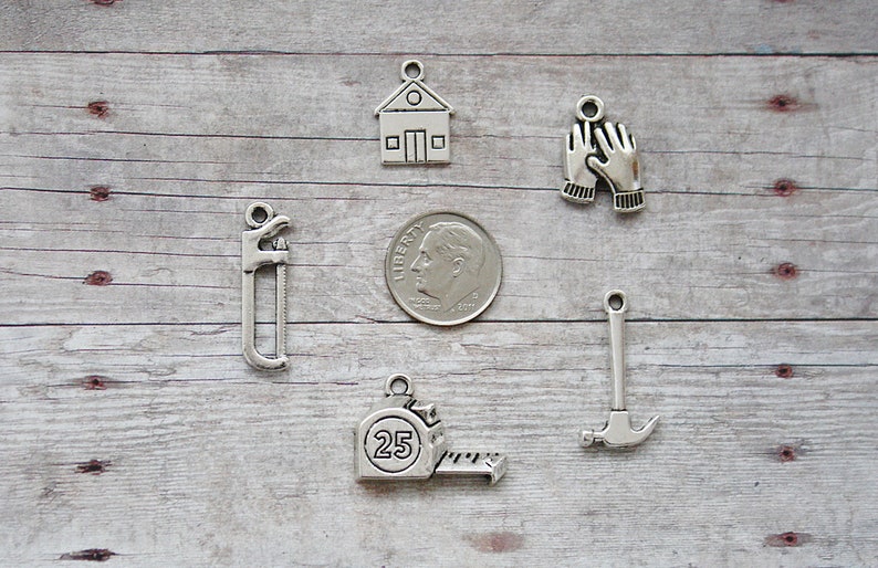 12pc or 5pc Construction Worker Charm Set Lot Collection / | Etsy