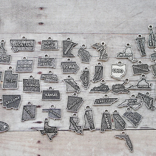 50 States Charms - Etsy