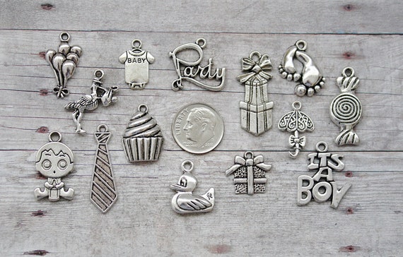 14pc or 5pc Baby Shower Boy Charm Set Lot Collection / | Etsy
