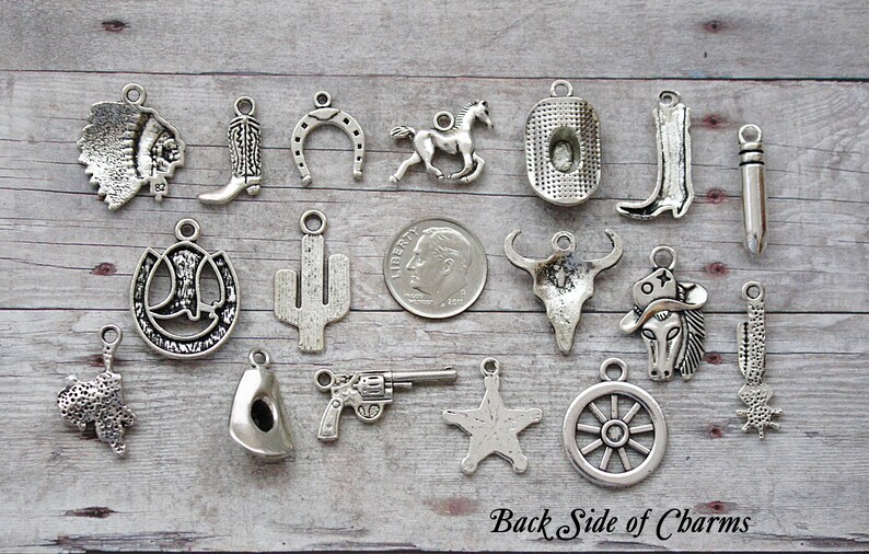 17pc or 5pc Wild West Charm Set Lot Collection / Jewelry, Scrapbooking ...
