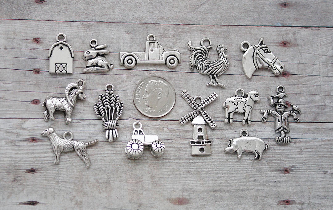 13pc or 5pc Farm / Ranch Charm Set Lot Collection / Jewelry ...