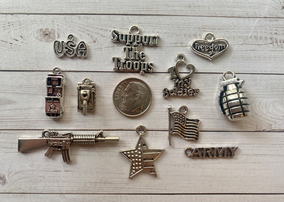 11pc or 5pc Military Army Charm Set Lot Collection / Jewelry ...