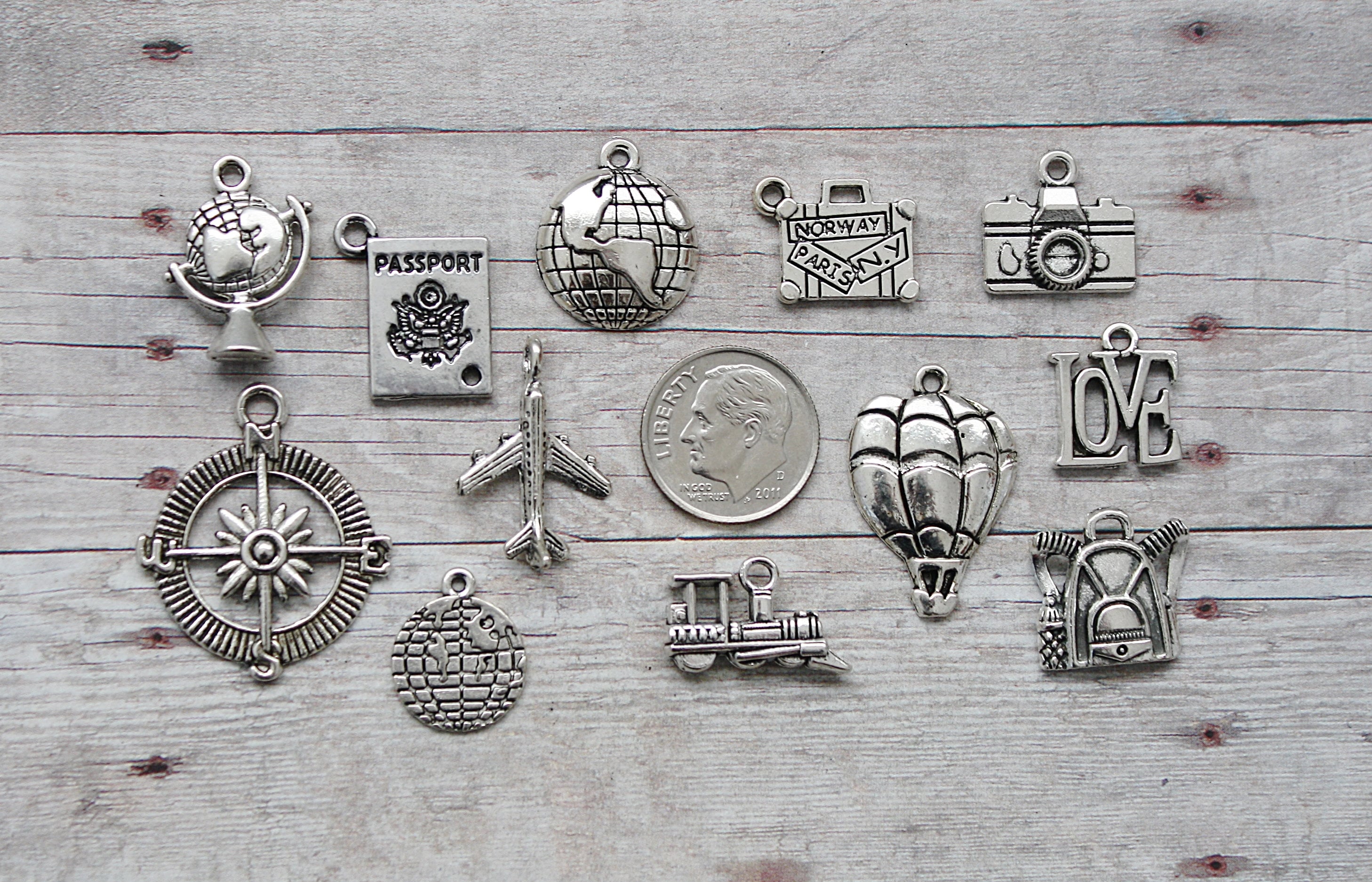12pc or 5pc Travel Charm Set Lot Collection / Jewelry, Scrapbooking ...