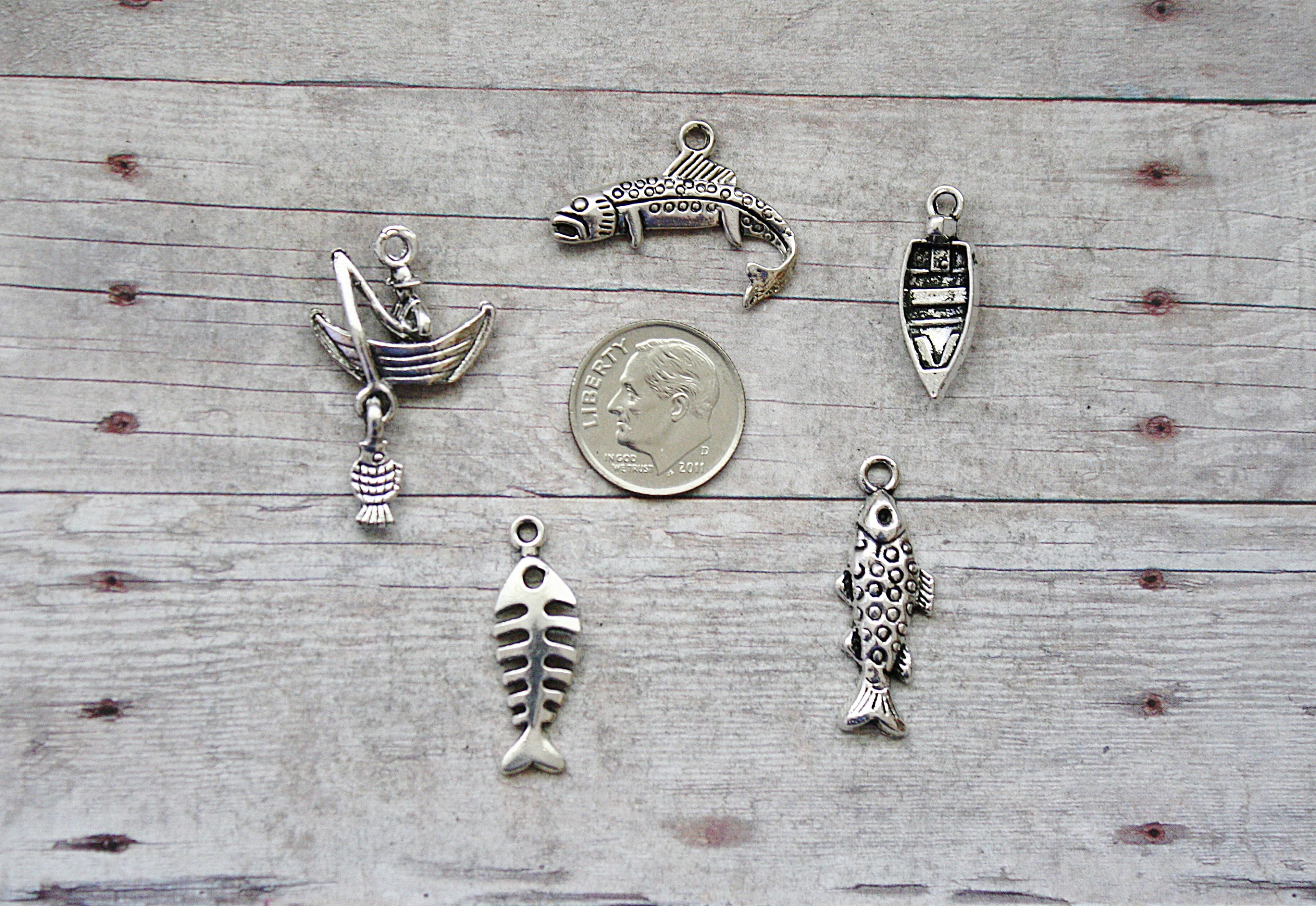 12pc or 5pc Fishing Charm Set Lot Collection / Jewelry - Etsy