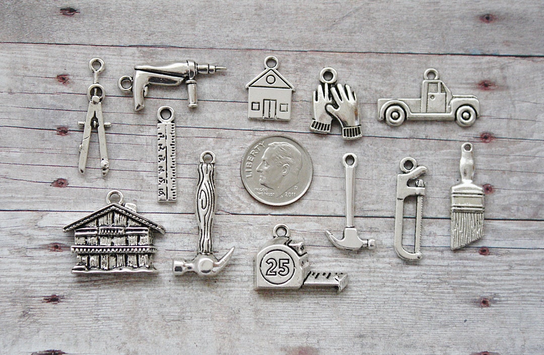 12pc or 5pc Construction Worker Charm Set Lot Collection / Jewelry ...