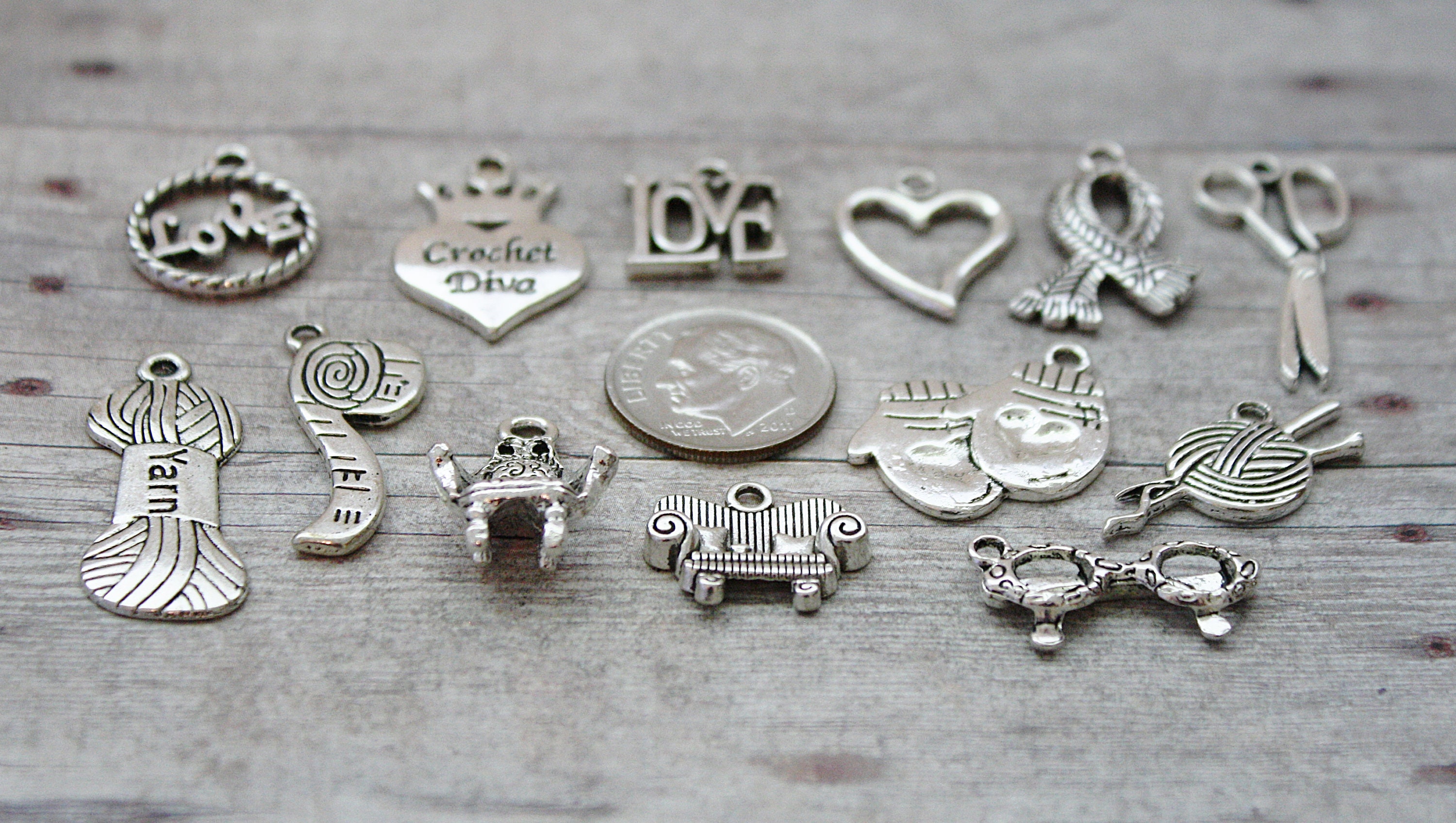 13pc or 5pc Crochet / Crocheting Charm Set Lot Collection | Etsy