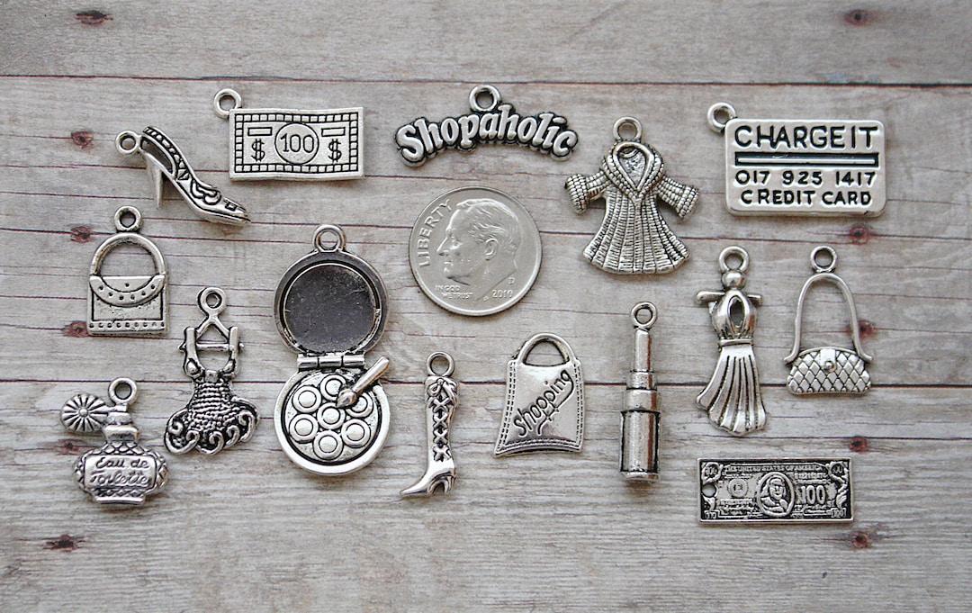 15pc or 5pc Shopping / Shopaholic Charm Set Lot Collection/jewelry ...