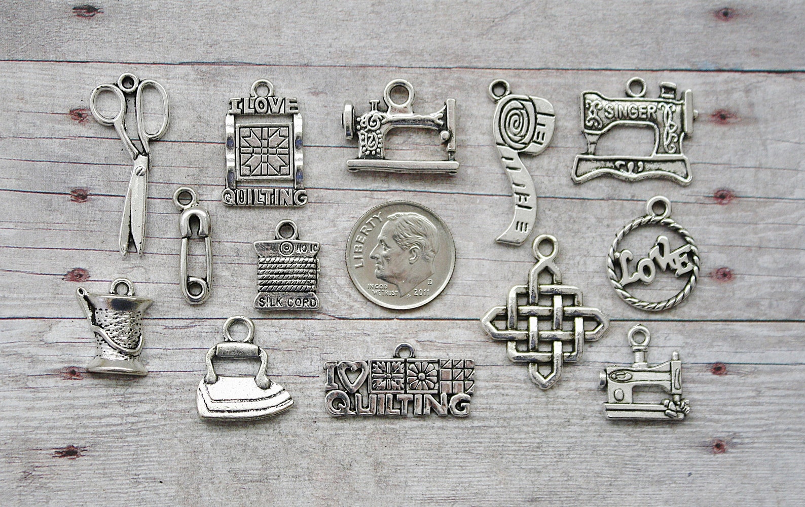 13pc or 5pc Quilting / Quilter Charm Set Lot Collection / Choose Charms ...