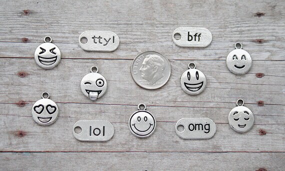 11pc or 5pc Emoji/Emoticon Charm Set Lot Collection / Jewelry | Etsy