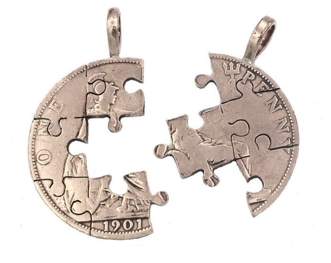 Jigsaw Puzzle Cut Coin Pendant - Etsy