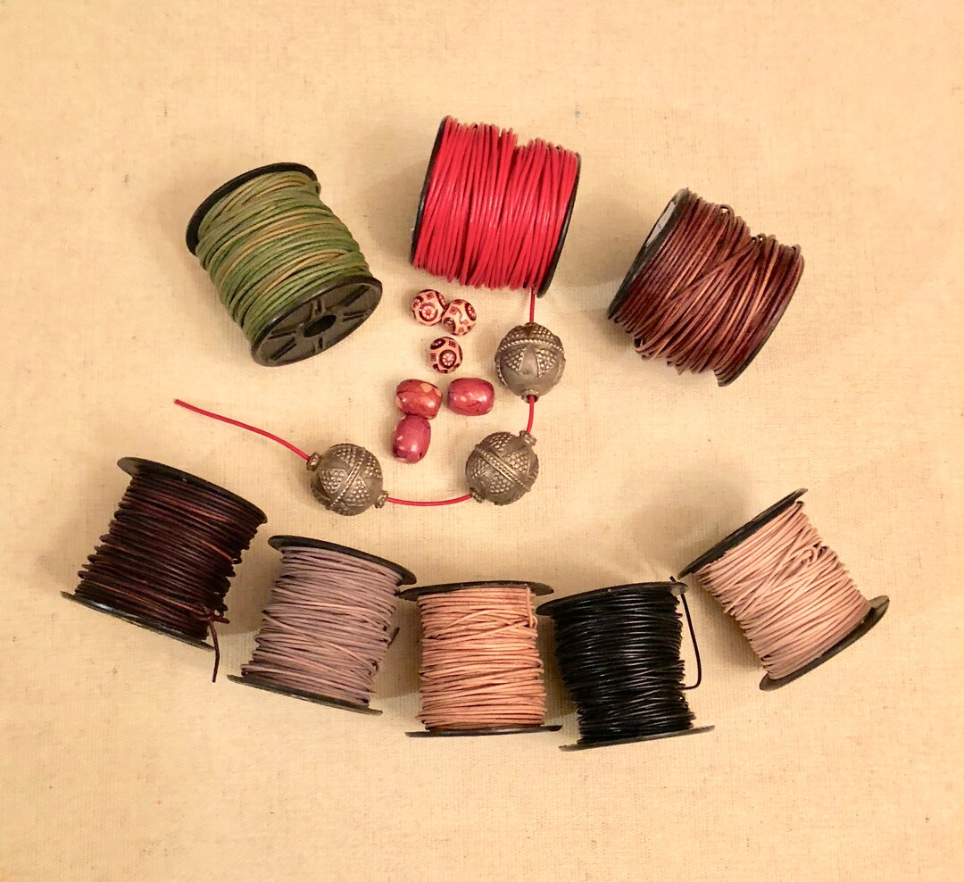 Rolled Cow Hide Leather Cord in 75 Foot Spools in Either 1MM or .5MM ...