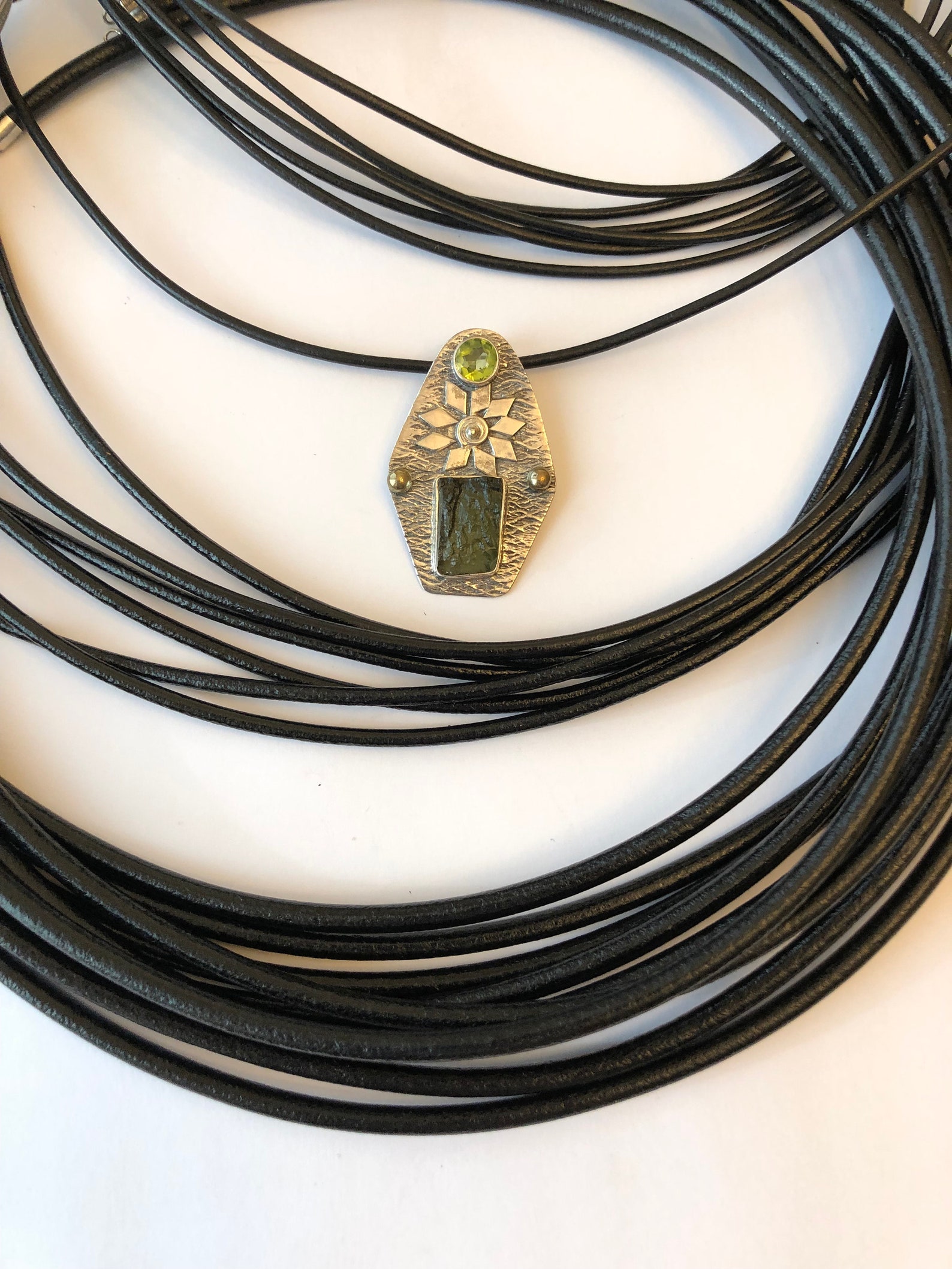 Black Leather Cording With Sterling Silver End Caps and | Etsy