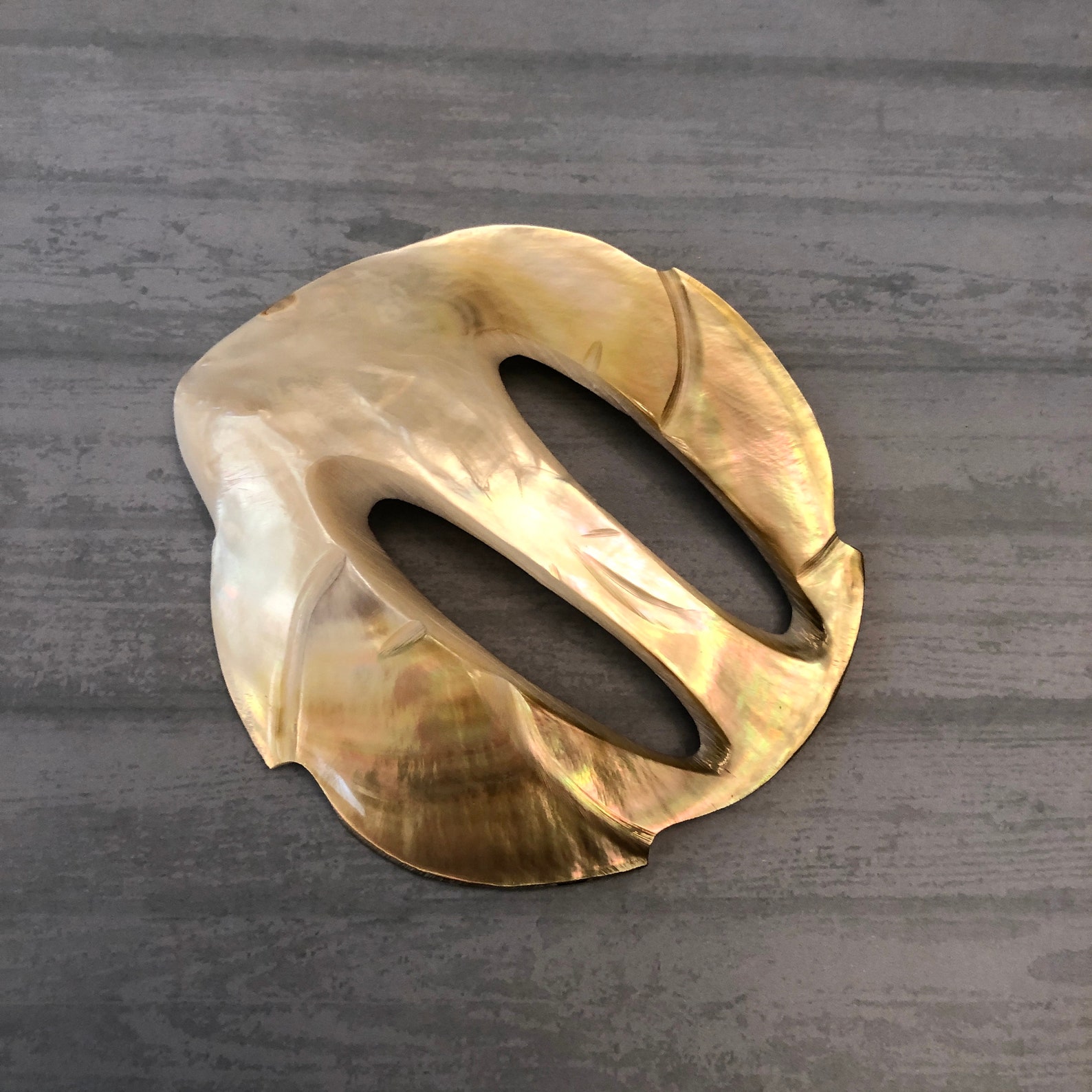 Vintage, Hand Cut, Iridescent, Mother of Pearl, Shell Buckle, Pendant ...