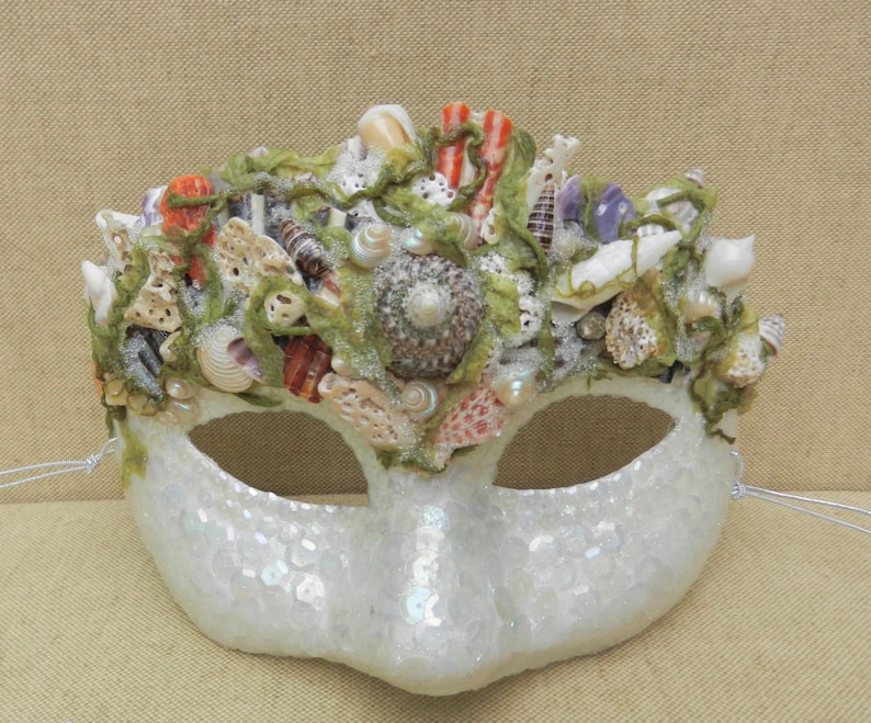 OOAK Mermaid Masquerade Mask: Sea Star Shells, Sequins, Seaweed - Etsy