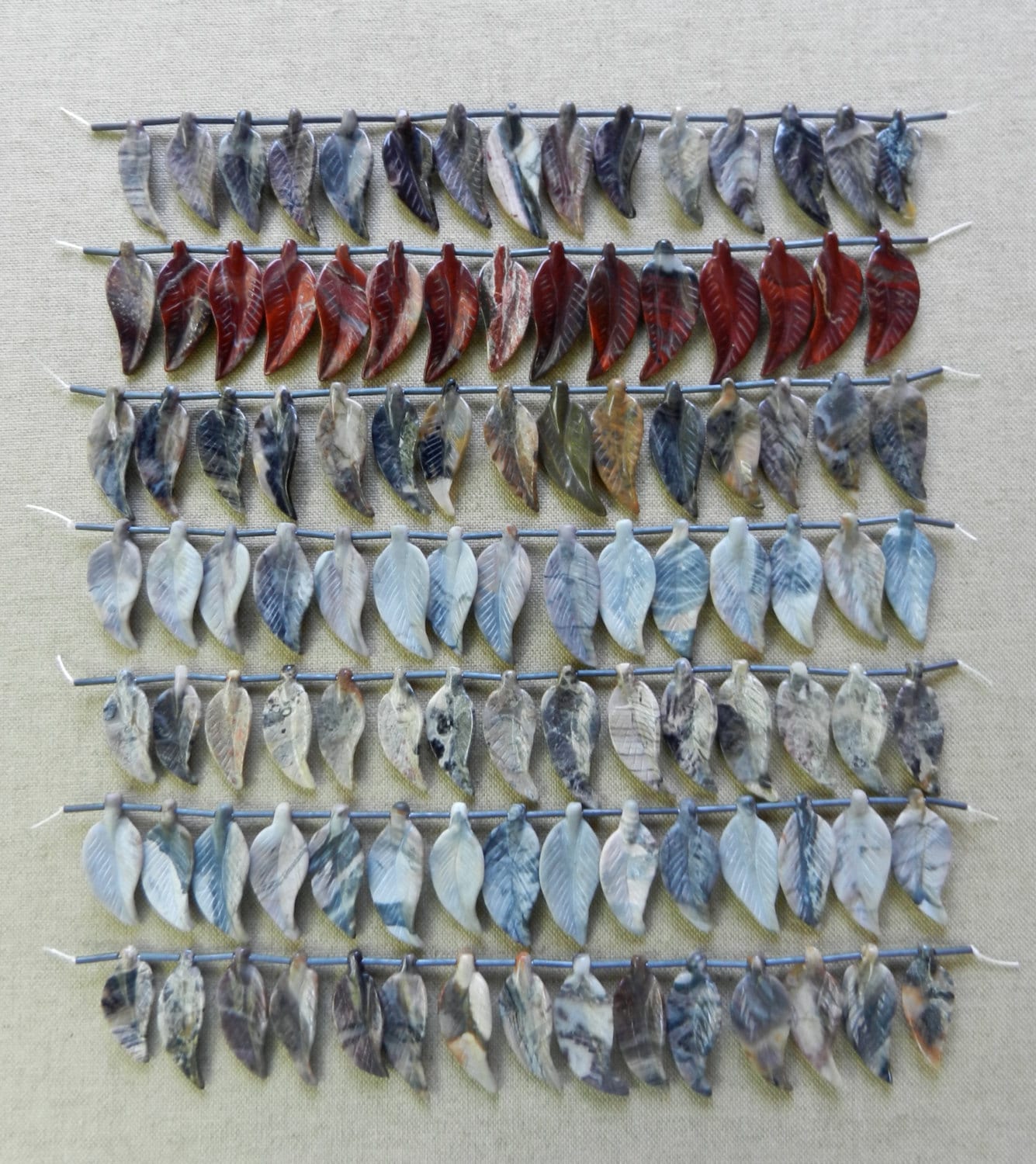 Assorted Strands of Semi Precious Jasper Gemstone Leaf/feather - Etsy