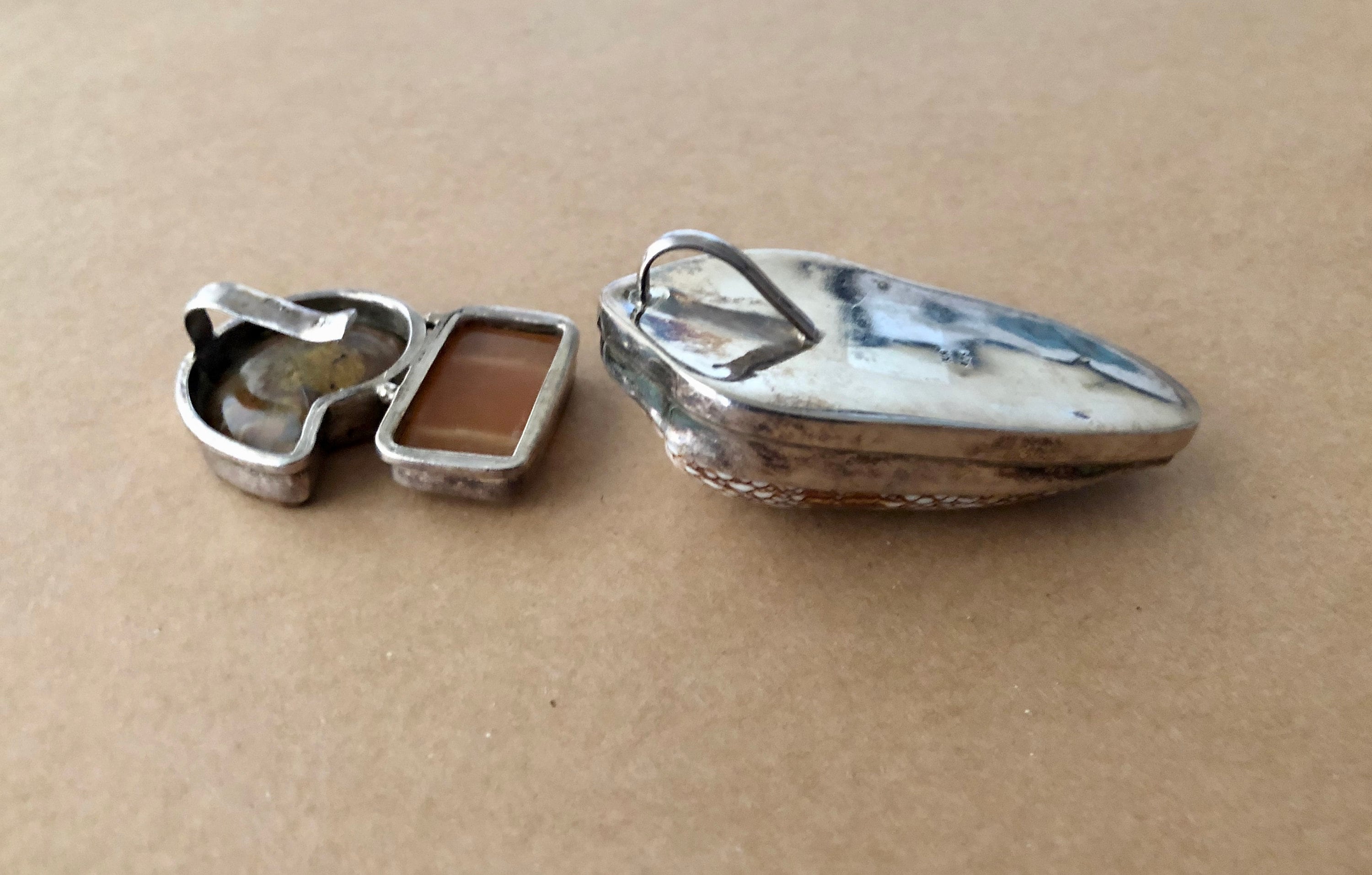 Vintage Hand Made Sterling Silver Slide Pendants One With an | Etsy