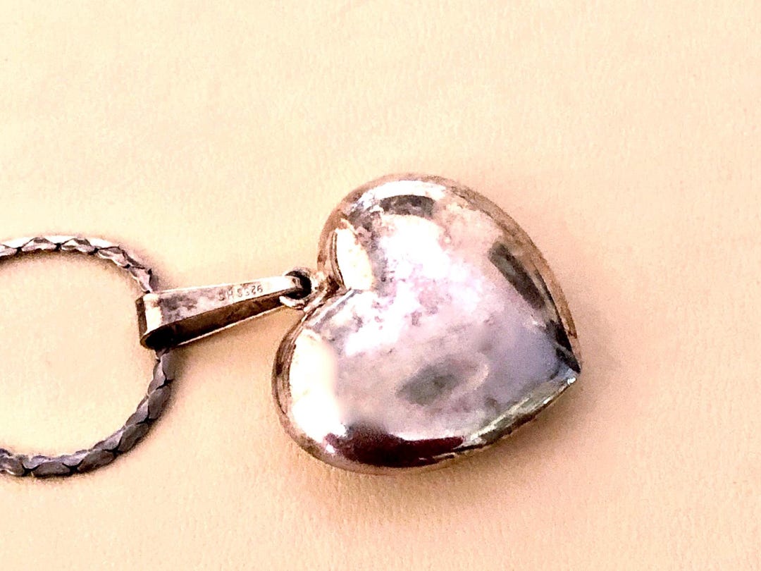 Vintage 1980s Sterling Silver Puffed Heart Pendant With 30" Chain - Etsy