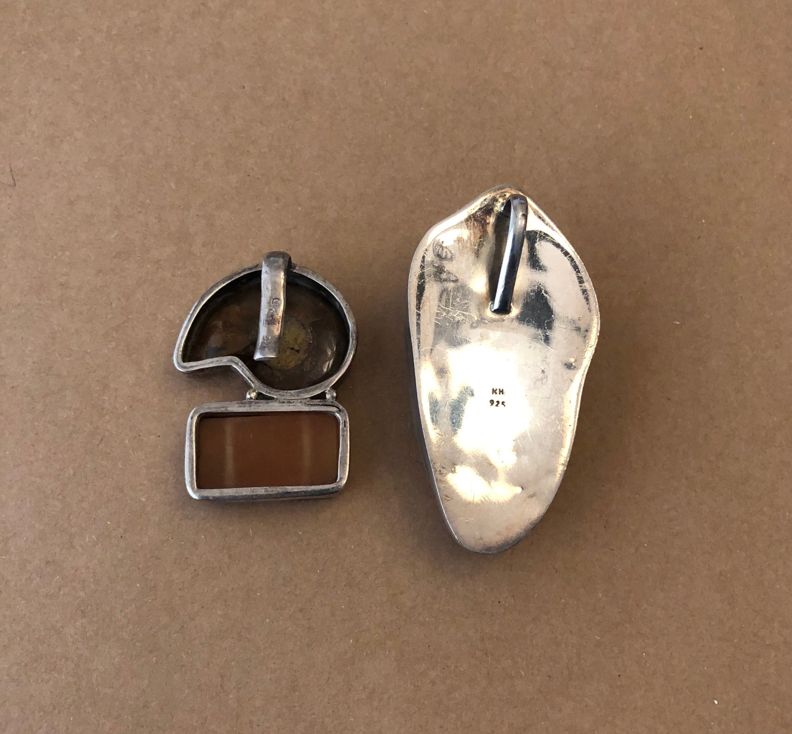 Vintage Hand Made Sterling Silver Slide Pendants One With an | Etsy