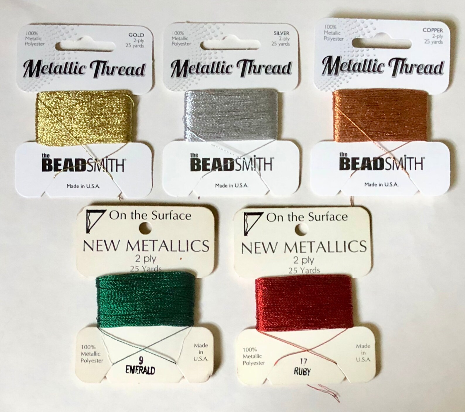 2 Ply Metallic Thread With A Polyester Core 25 Yard Cards for - Etsy