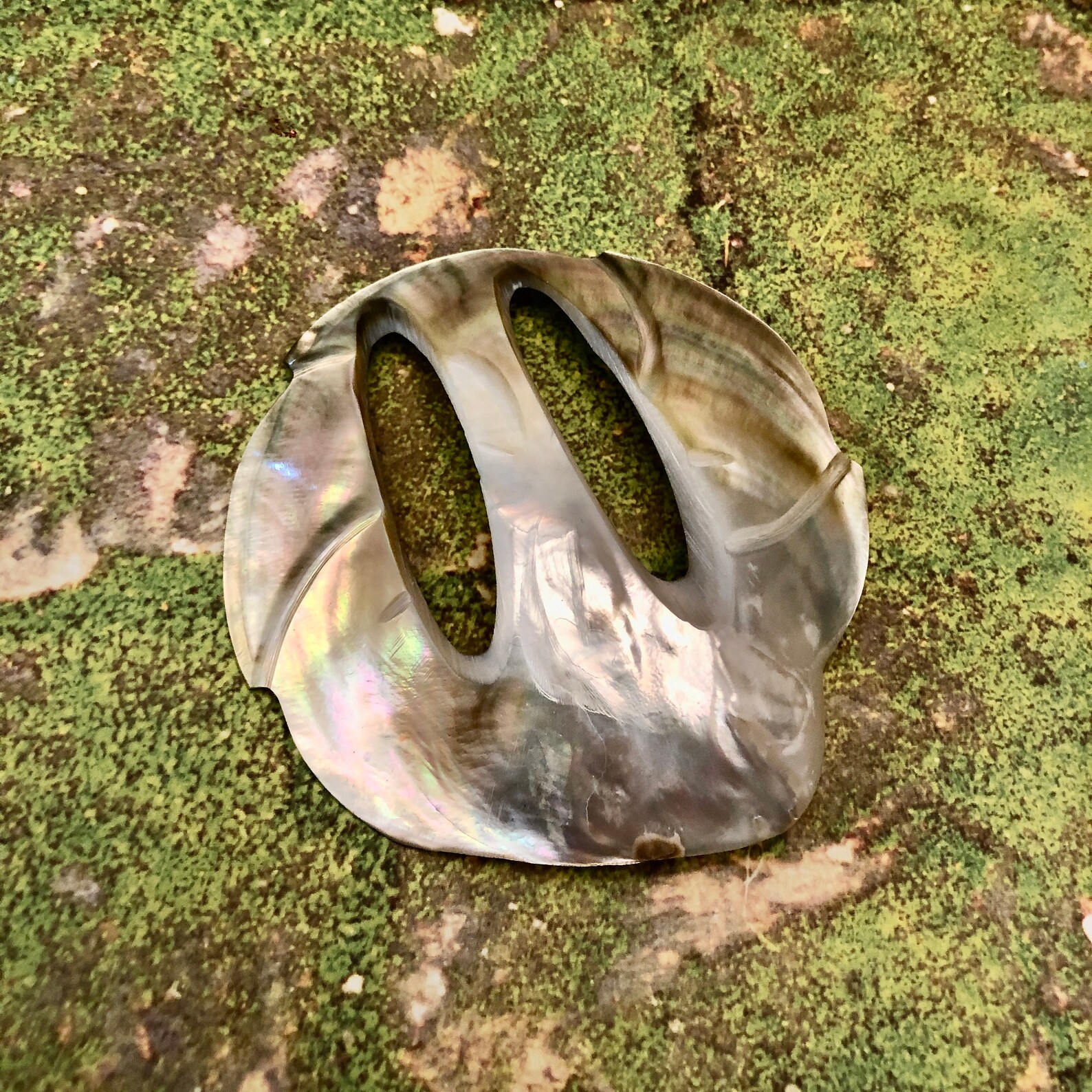 Vintage, Hand Cut, Iridescent, Mother of Pearl, Shell Buckle, Pendant ...