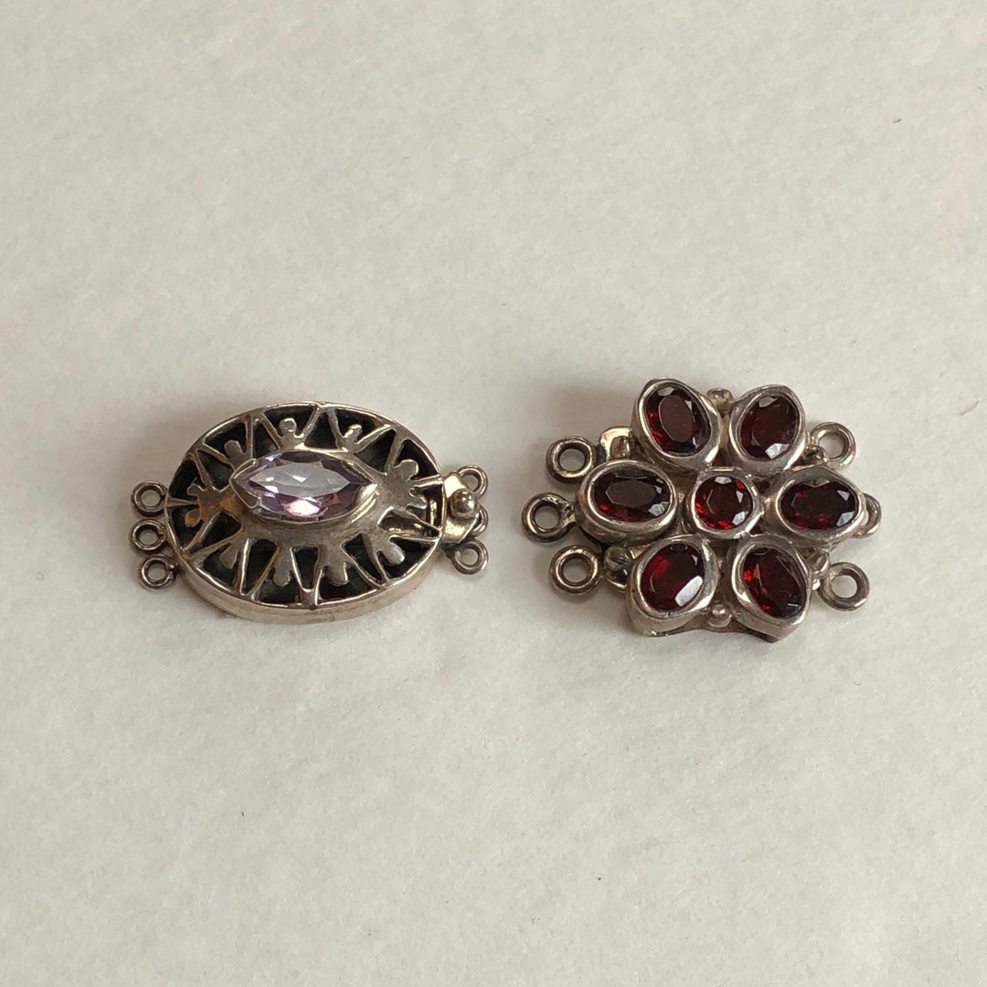 Handmade Sterling Silver Box Clasp: Amethyst or Garnet Jewelry Making ...