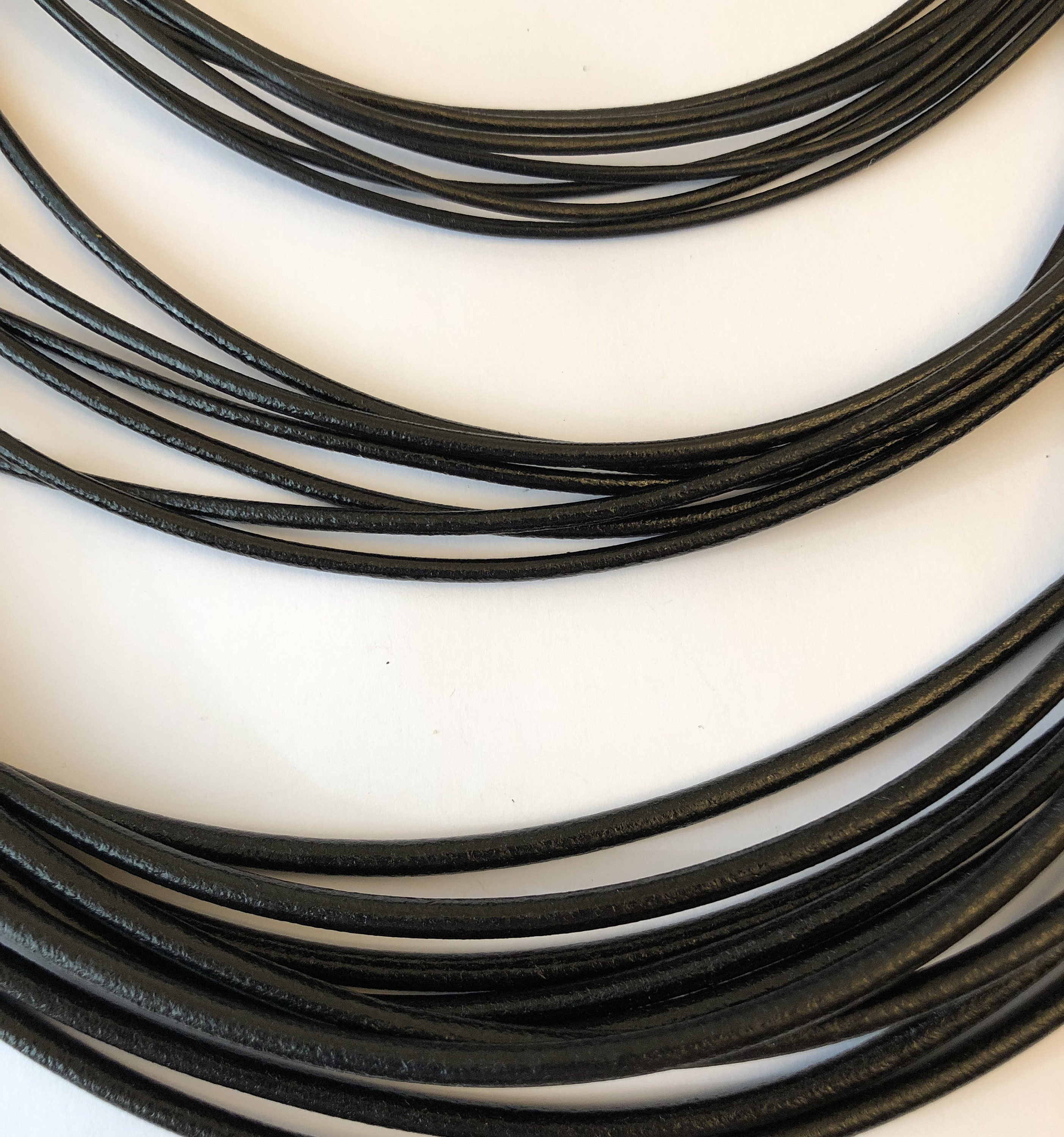 Black Leather Cording With Sterling Silver End Caps and | Etsy