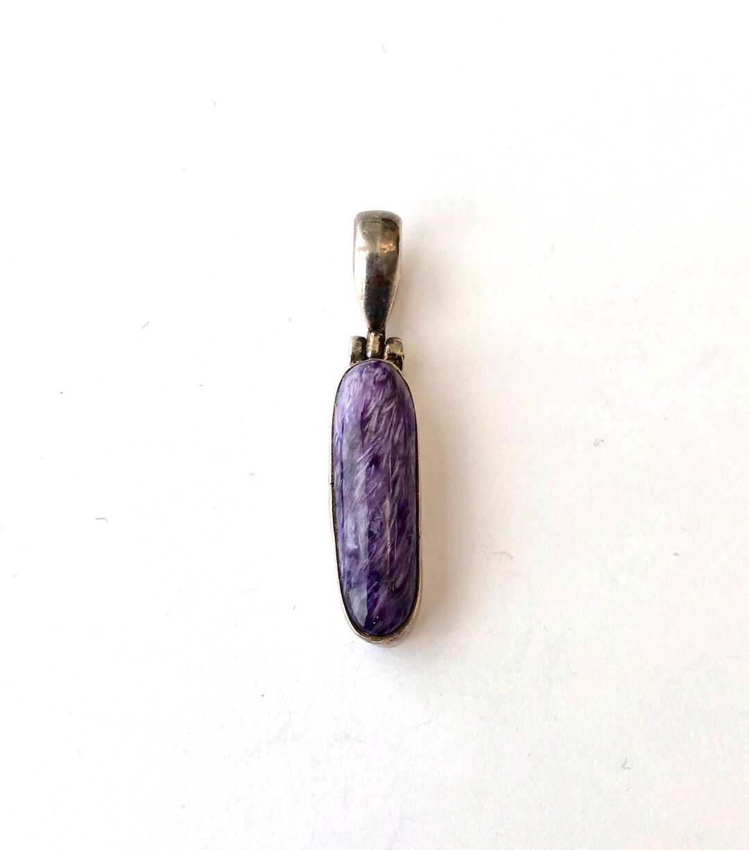 Handmade Siberian Charoite Sterling Silver Pendant: Oval Gemstone - Etsy