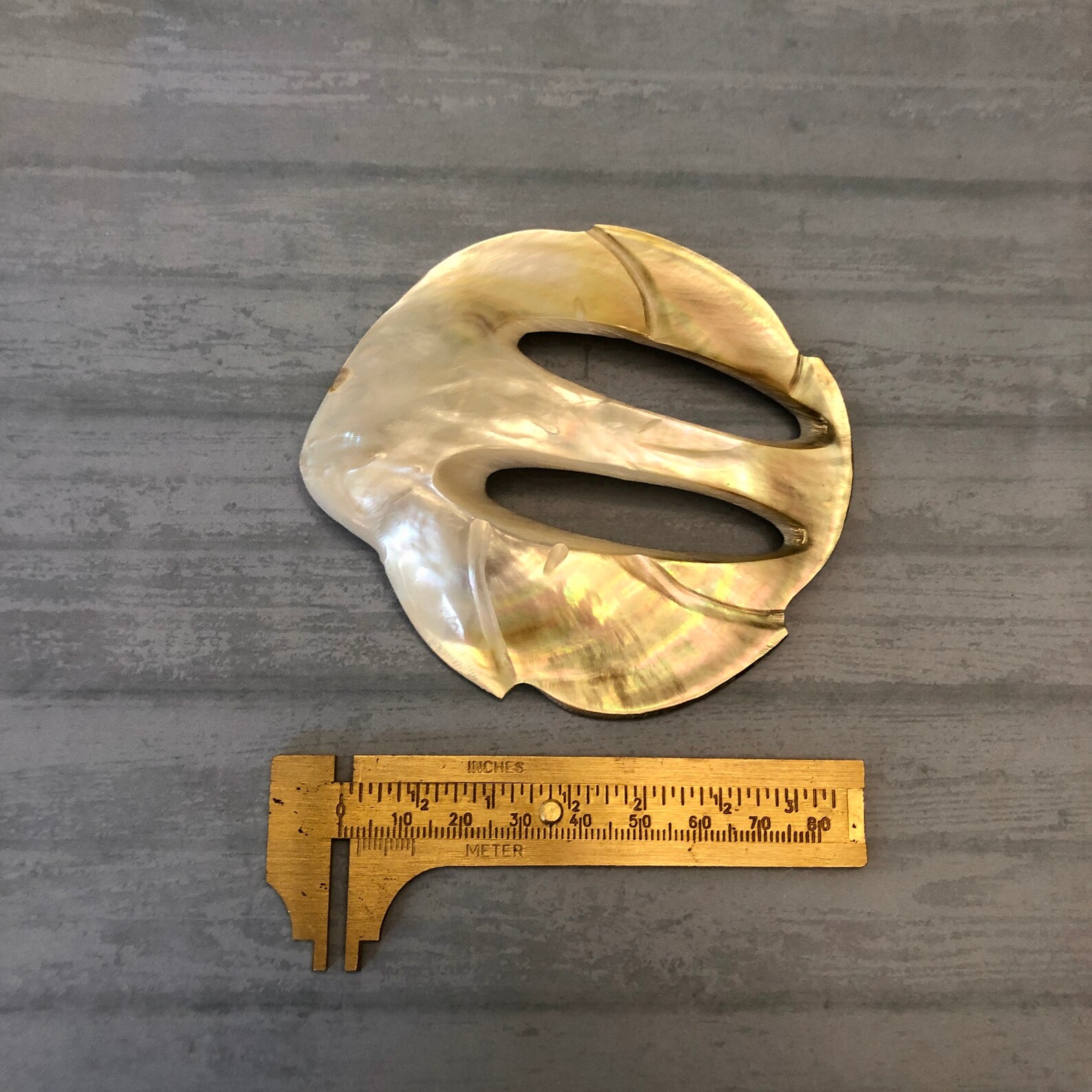 Vintage, Hand Cut, Iridescent, Mother of Pearl, Shell Buckle, Pendant ...