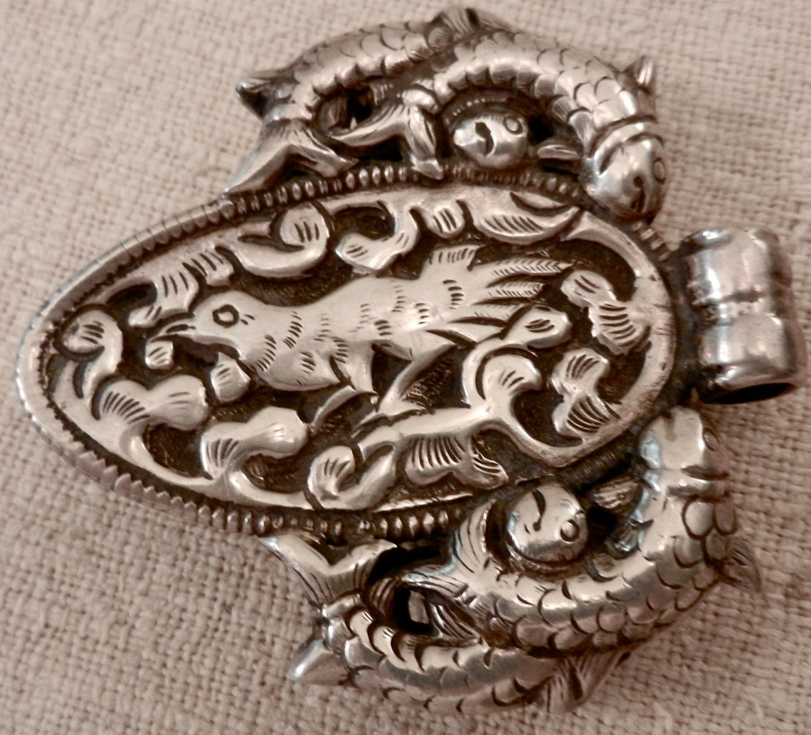 Vintage Nepalese Sterling Silver and Turquoise Pendant Made - Etsy