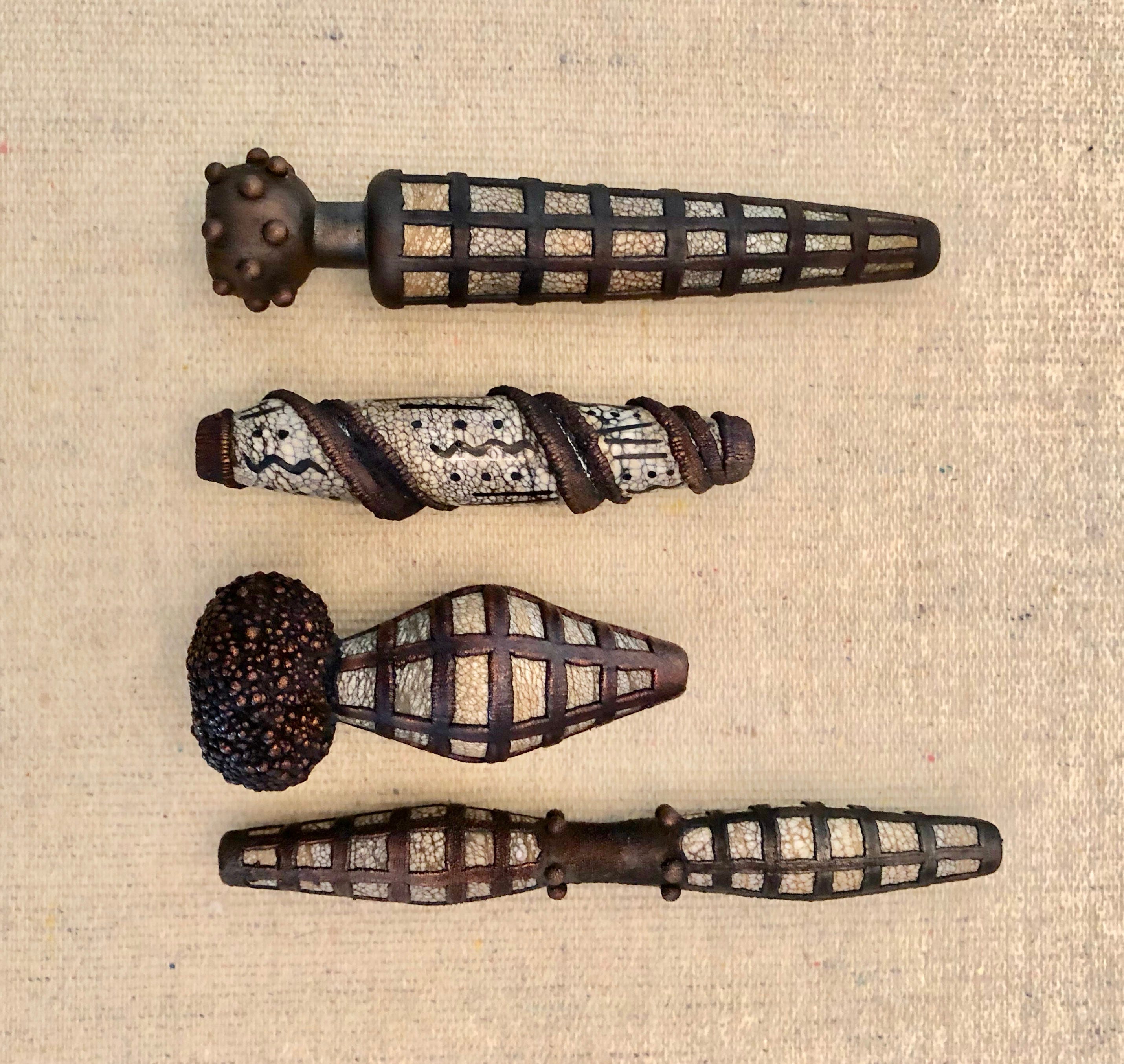 Hand Made Flame Worked Ivory Brown And Copper Toned Glass And | Etsy