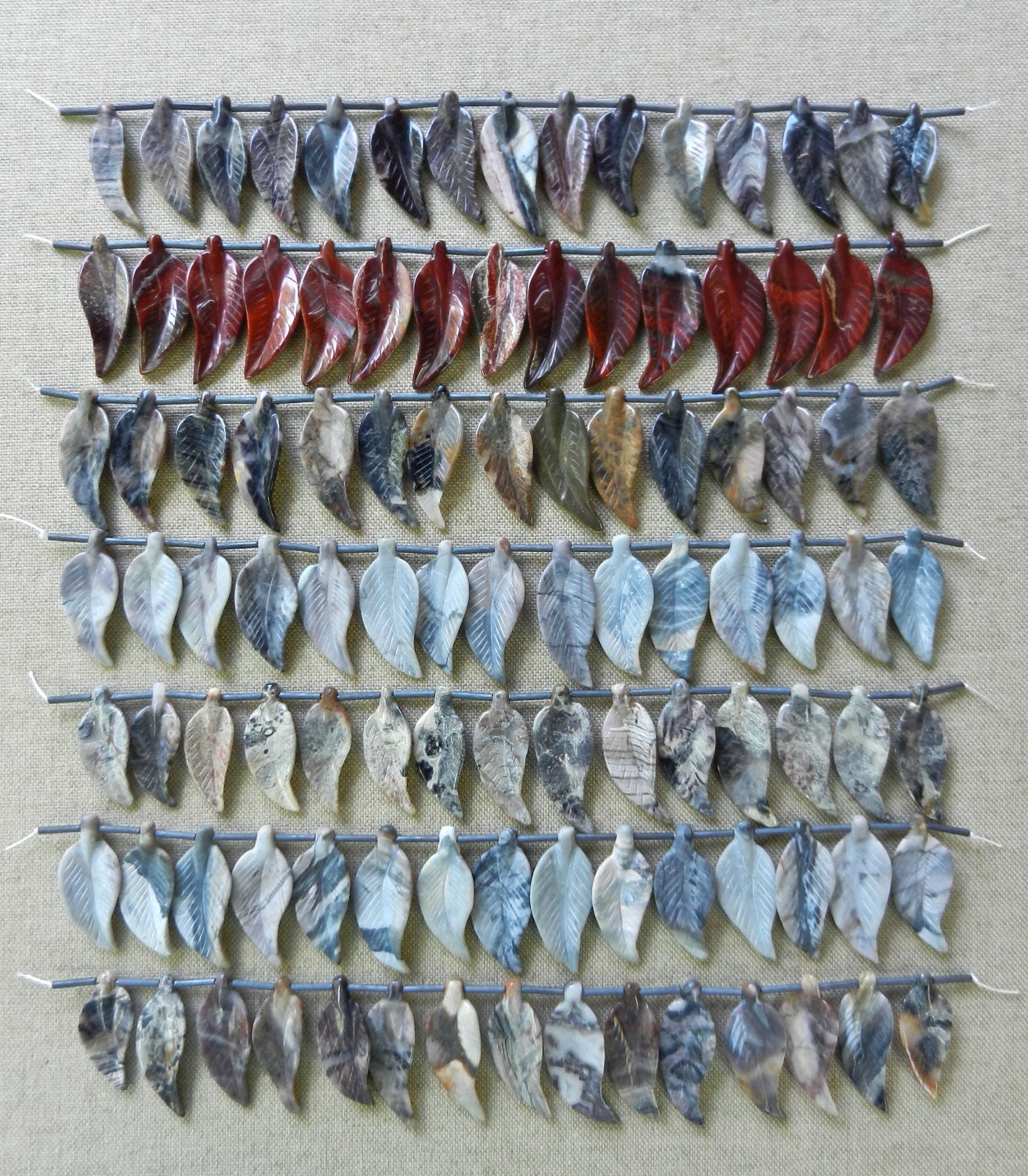 Assorted Strands of Semi Precious Jasper Gemstone Leaf/feather - Etsy