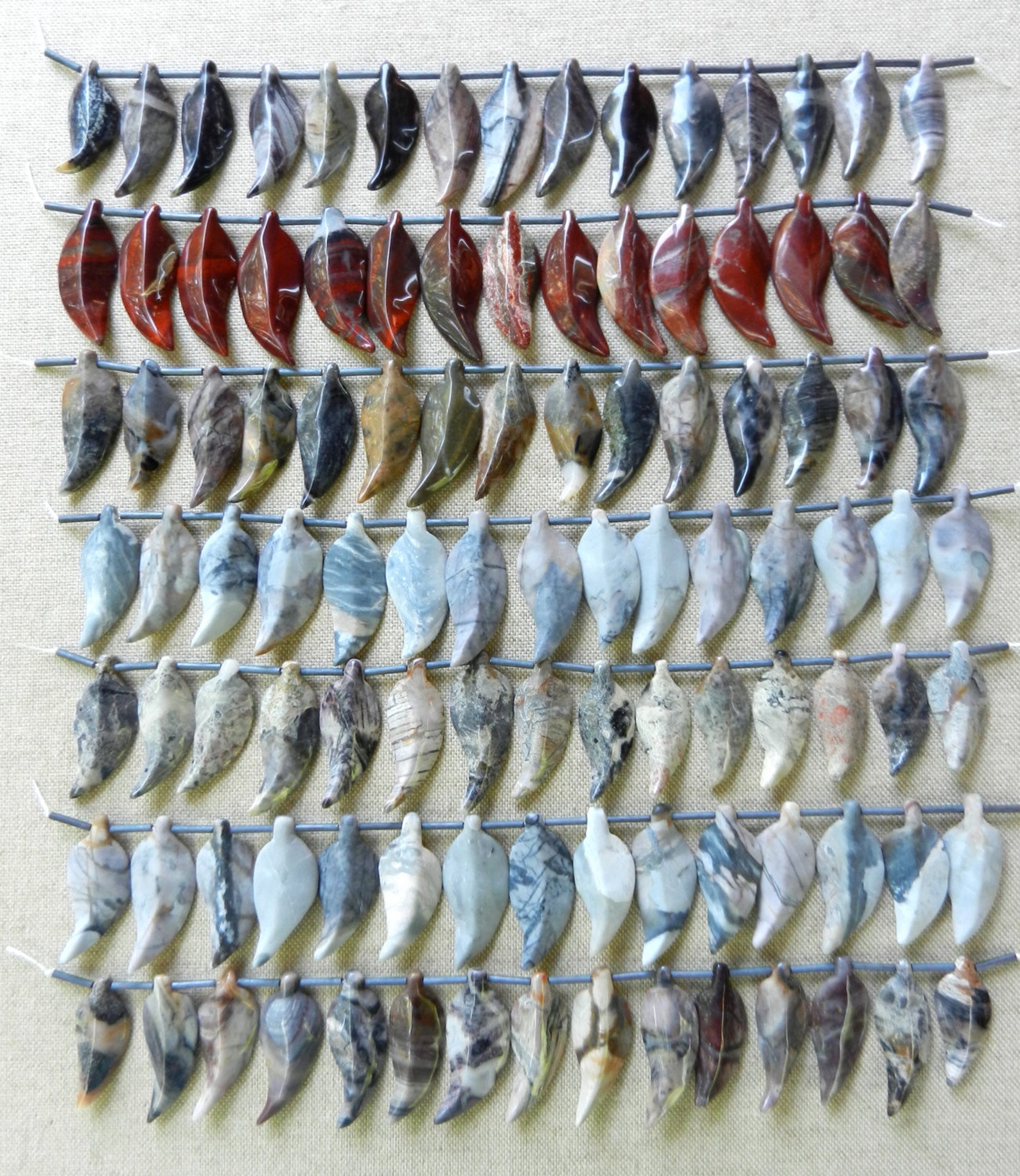 Assorted Strands of Semi Precious Jasper Gemstone Leaf/feather - Etsy