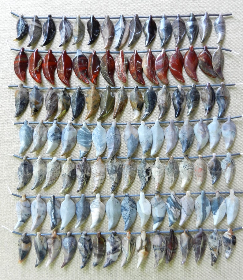 Assorted Strands of Semi Precious Jasper Gemstone Leaf/feather | Etsy