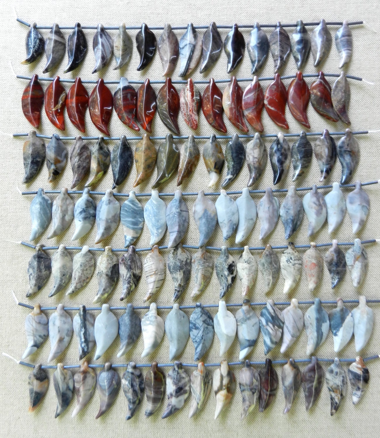 Assorted Strands of Semi Precious Jasper Gemstone Leaf/feather - Etsy