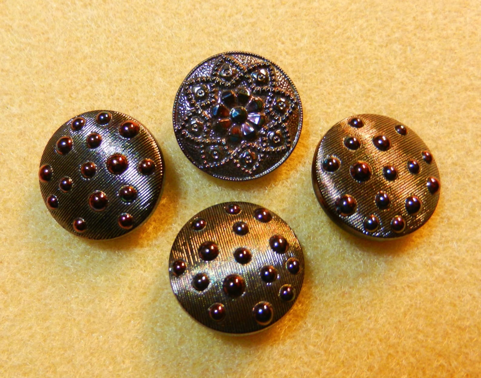 SALE Group of 4 Vintage Czech Buttons Made With Opaque Black - Etsy