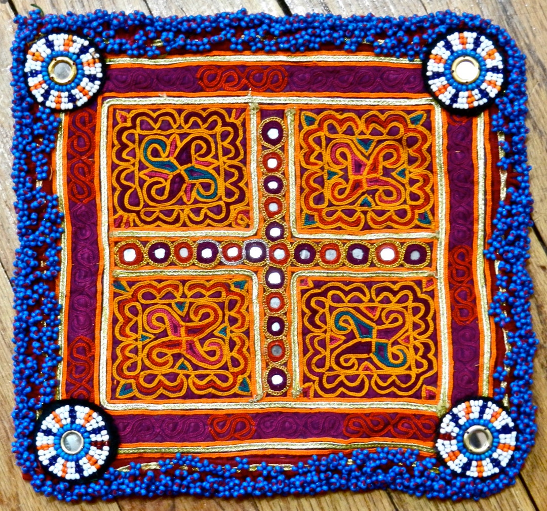 Vintage Afghani Embroidered Mirror Panel: Rich Purple Textile - Etsy