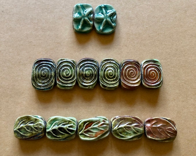 Large Tabular Patterned Raku Ceramic Beads in Rich Colors - Etsy