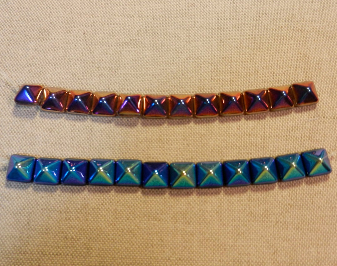12MM Czech Glass Pyramid Beads: Jet, Peach, Purple, Blue, Gold Luster ...