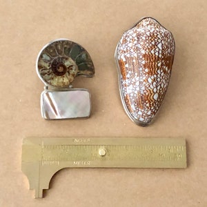 Vintage Hand Made Sterling Silver Slide Pendants, One With an Ammonite ...