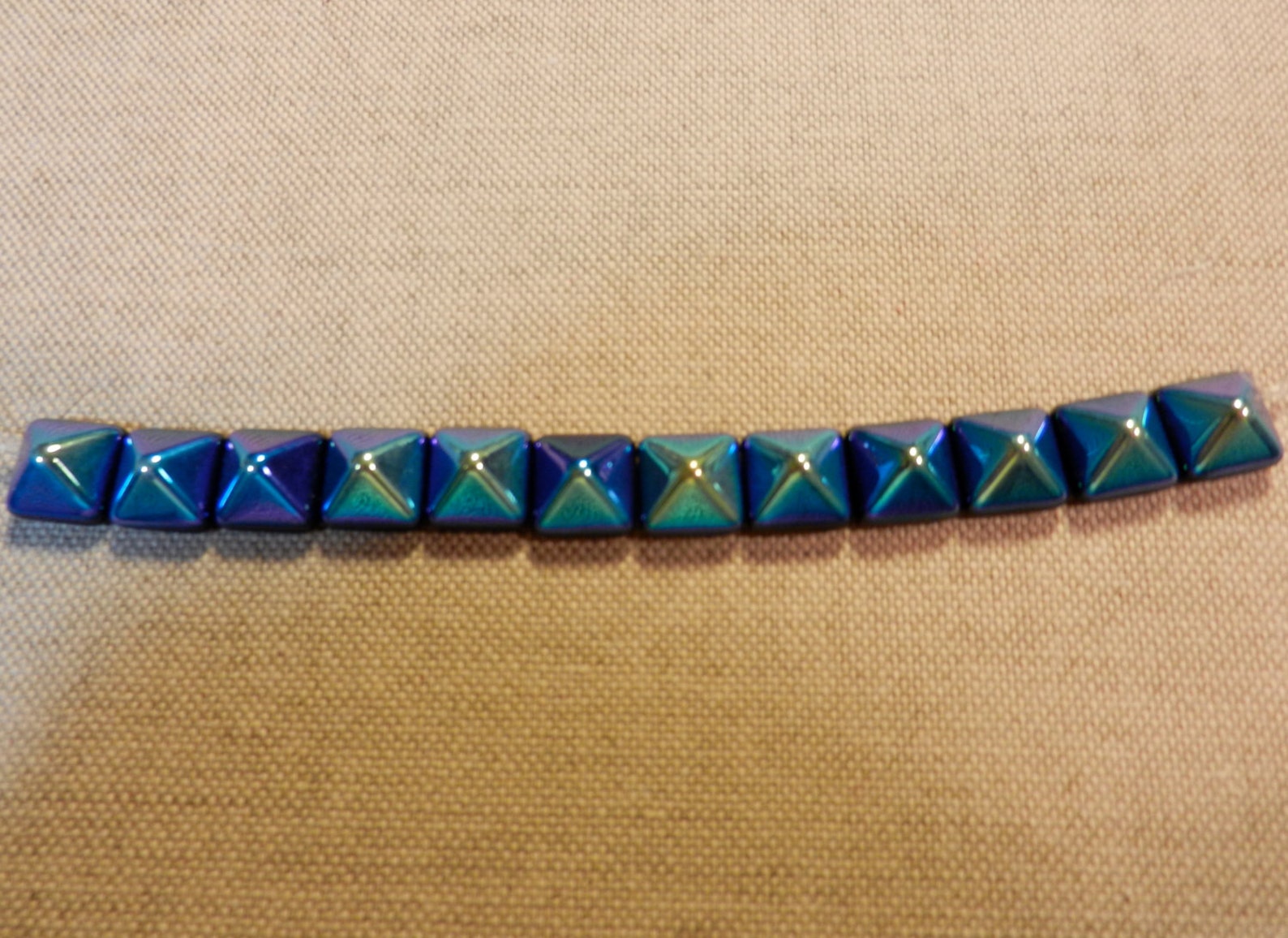12MM Czech Glass Pyramid Beads: Jet, Peach, Purple, Blue, Gold Luster ...