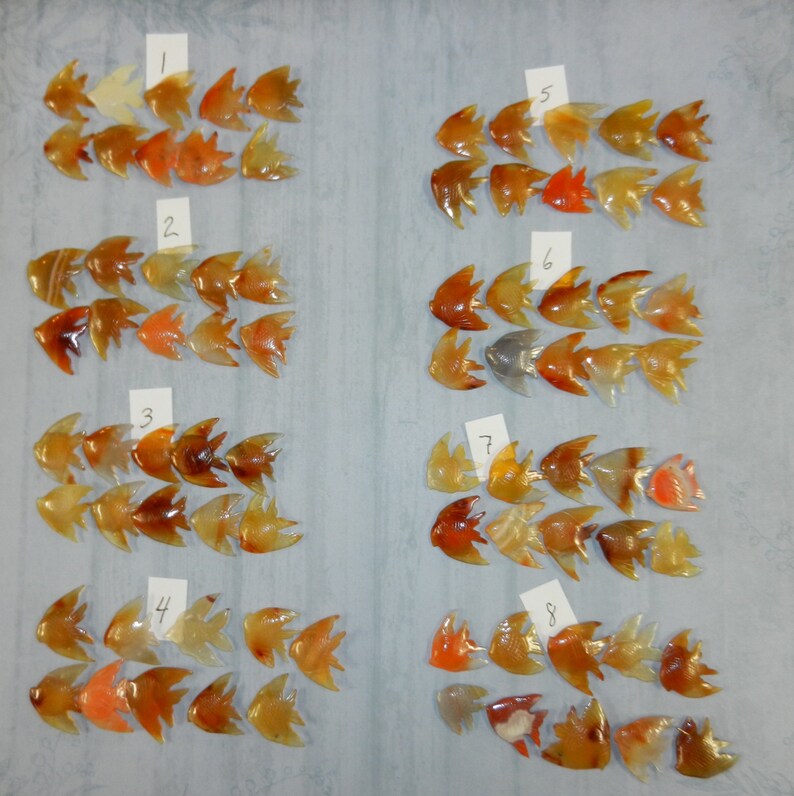 Carnelian Agate Sunfish Charms: Vintage 1970s Jewelry Findings - 10 ...