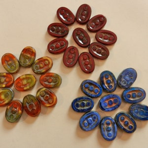18X12X4MM Table Cut, Oval Tab Beads With 3 Dot Pattern in 3 Color ...