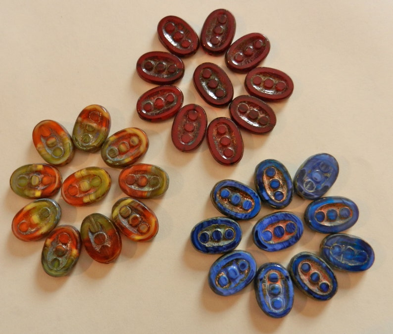 18X12X4MM Table Cut Oval Tab Beads With 3 Dot Pattern in 3 | Etsy