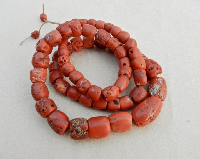 Antique Mediterranean Coral Beads: Graduated Red Coral Strand, Yemen ...
