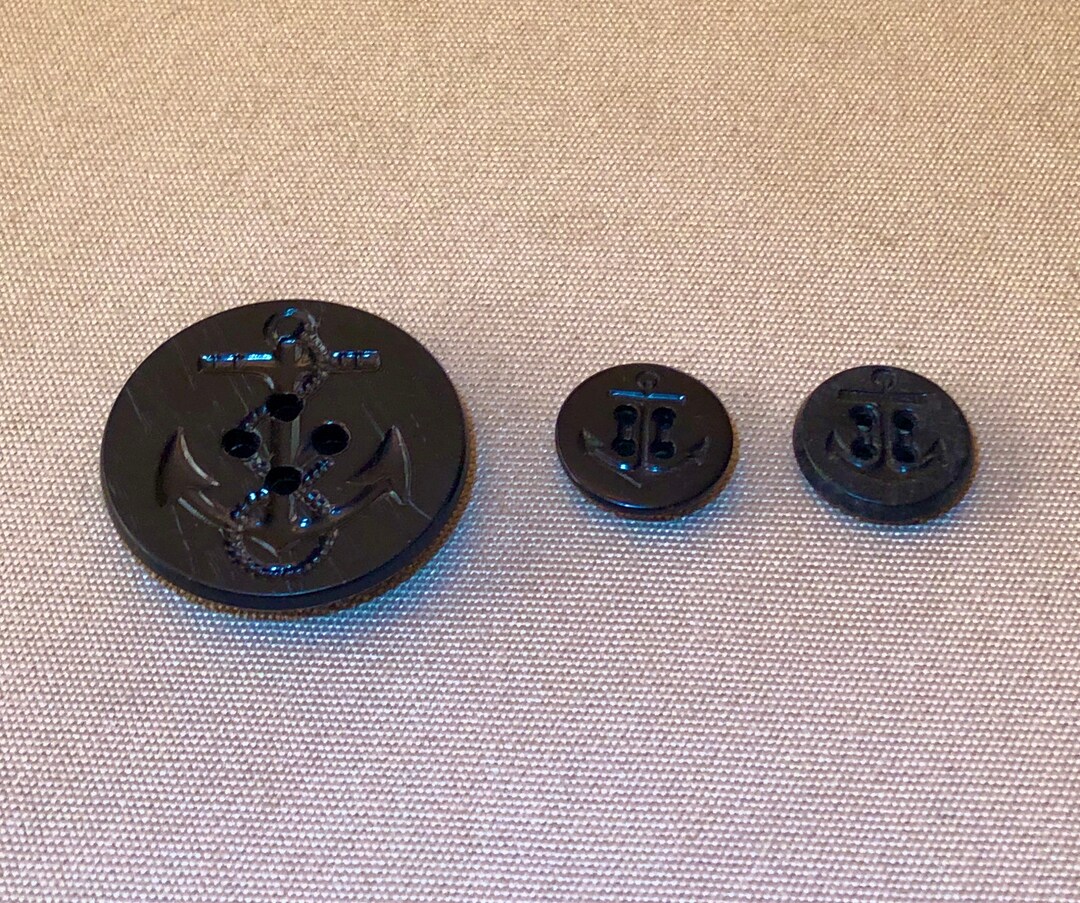 Vintage Black Plastic Navy Buttons: Anchor & Rope Design - Etsy