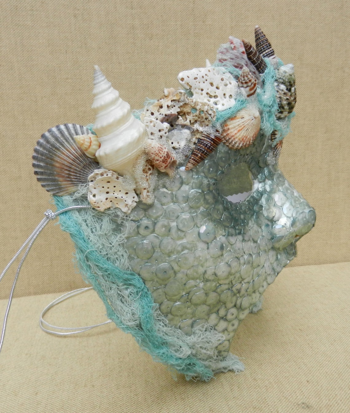OOAK Mermaid Masquerade Mask: Seashell, Sequin, and Seaweed - Etsy