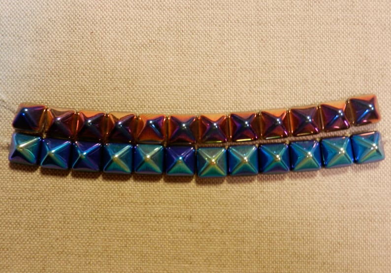 12MM Czech Glass Pyramid Beads: Jet, Peach, Purple, Blue, Gold Luster ...