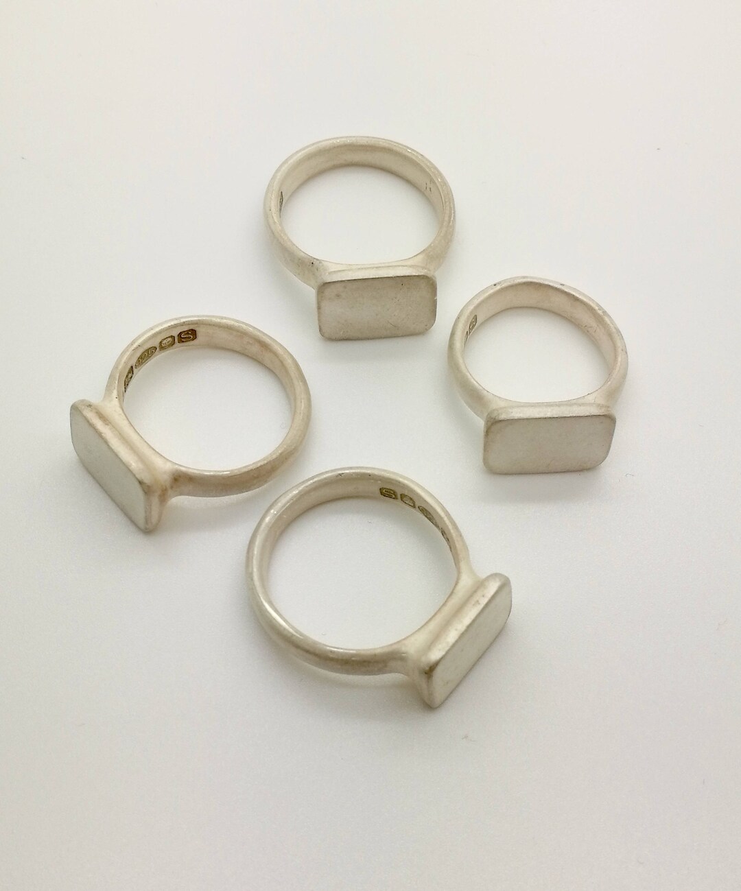 Roman Signet Rings Frosted Sterling Silver Hallmarked London - Etsy