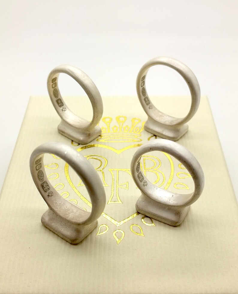 Roman Signet Rings Frosted Sterling Silver Hallmarked London - Etsy